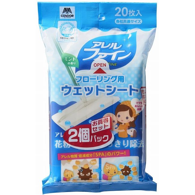 【商品詳細】●アレルギー物質の花粉・ダニ(糞・死骸)をすっきり除去して無害化。●べたべた汚れもしっかり拭ける水拭き用。●日本アトピー協会推奨商品。●サイズ20cm×30cmで各社フローリングワイパーに取り付け可能。※パッケージデザイン等は予...