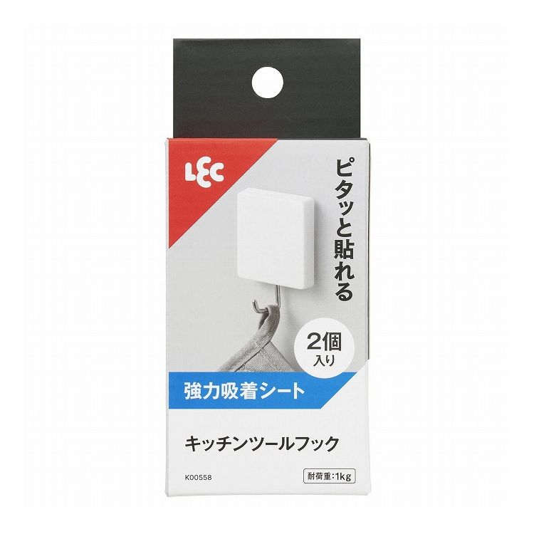 【商品詳細】強力吸着シートでピタッと貼れる！●強力吸着でしっかり取り付けられるフックです。●はがし跡が残りません。●取り付け、取り外しのための専用ヘラ付きです。※メーカーの都合により、パッケージ・仕様等は予告なく変更になる場合がございます。...