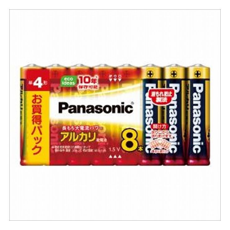 アルカリ乾電池単4形8本パック。長持ち大電流パワー。商品区分：雑品メーカー名：パナソニック製造国または加工国：タイ内容量：8本↓ご購入前に必ずお読みください。↓※メーカーの都合により予告なくパッケージ、内容等が変更となる場合がございます。※...