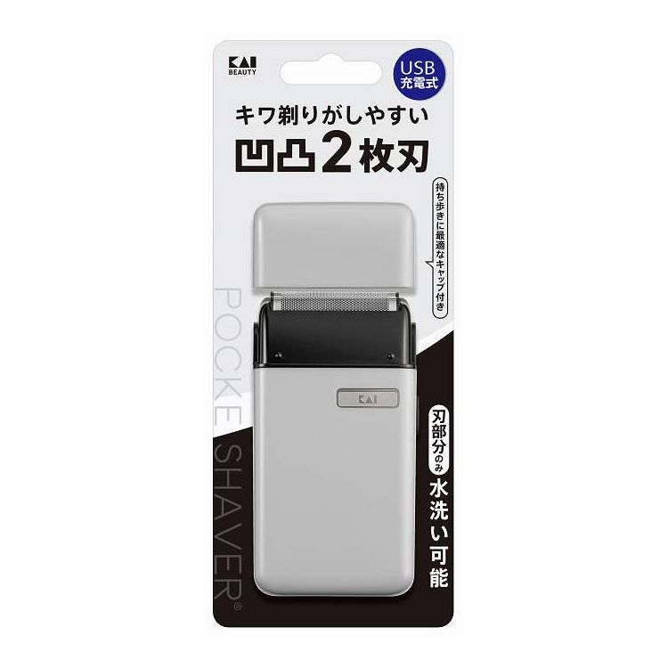 【商品詳細】USB充電に対応した持ち運びしやすいコンパクトサイズの電動シェーバー。刃体部分は水洗い可能で清潔に使用可能。キワ剃りもしやすい凹凸2枚刃。最大充電で90分以上の連続使用可能で、外出先でも使用しやすい。成分:本体:ABS樹脂内刃:...