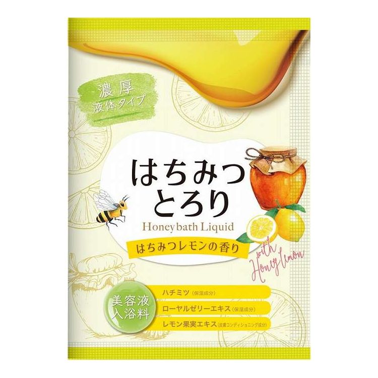 【商品詳細】分包タイプの美容液入浴料。肌のキメを整え、すべツヤ肌へ。ハチミツ（保湿成分）、ローヤルゼリーエキス（保湿成分）、レモン果実エキス（皮膚コンディショニング成分）配合。はちみつレモンの香り。ミルキーホワイトの湯色。成分:ミネラルオイ...
