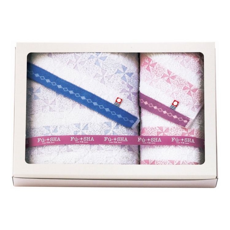ボーダーに涼しげな風車の柄をあしらいました。軽やかで扱いやすく、水分を良く吸収します。【セット内容】バスタオル×1・フェイスタオル×1【商品サイズ】フェイスタオル340mm×800mm・バスタオル600mm×1200mm【材質】綿100%商...