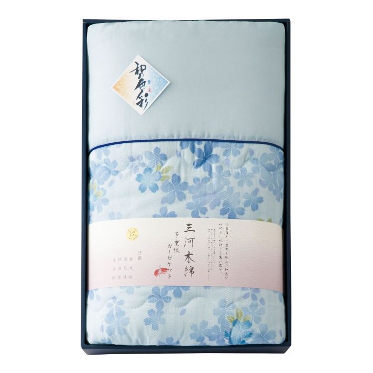 日本特有の高温多湿な風土に適したガーゼのサラッとした肌触り。伝統の「三河木綿」は多重織ガーゼで爽やかな風合いが日本人の肌に幸せを感じさせてくれます。【セット内容】商品1400×1900mm【商品サイズ】-【材質】側地：綿100%・詰物：ポリ...