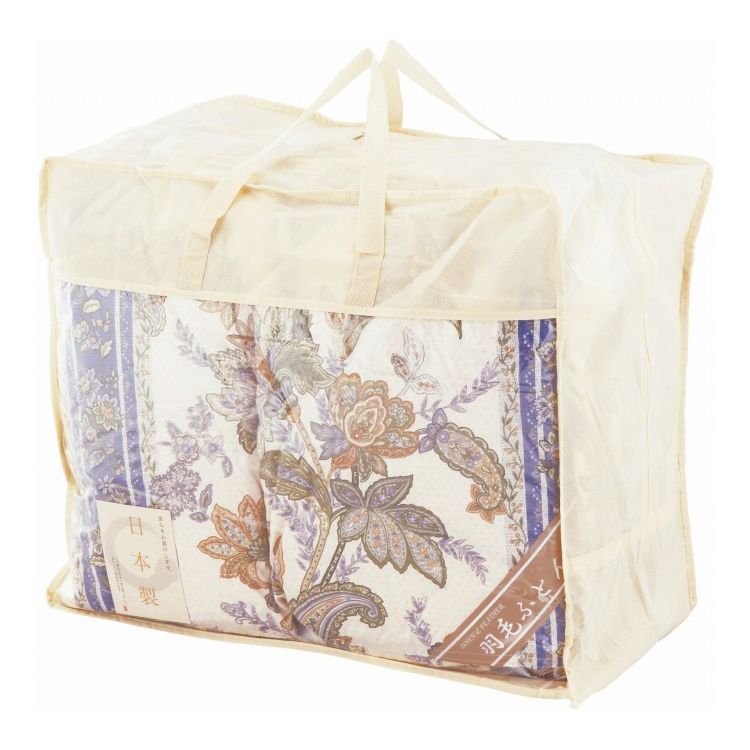 羽毛は空気を含みふわっと軽くからだを包み込みます。空気の層により寒い日でもふとんの中はあったかです。【セット内容】商品1500×2100mm【商品サイズ】-【材質】側地：ポリエステル80%、綿20%・詰物：ダウン85%、フェザー15%（約1...