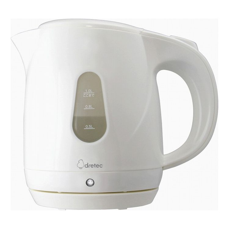 ドリテック 電気ケトル「プロム」 1L PO-160WT【商品説明】カップ 1杯分から沸かせて、お手入れ簡単！ ・ お手入れしやすい広口設計・ 取り外し可能な洗えるフィルター付き・ ひと目でお湯の量がわかる目盛り付き・ 湯沸かし中はランプが...