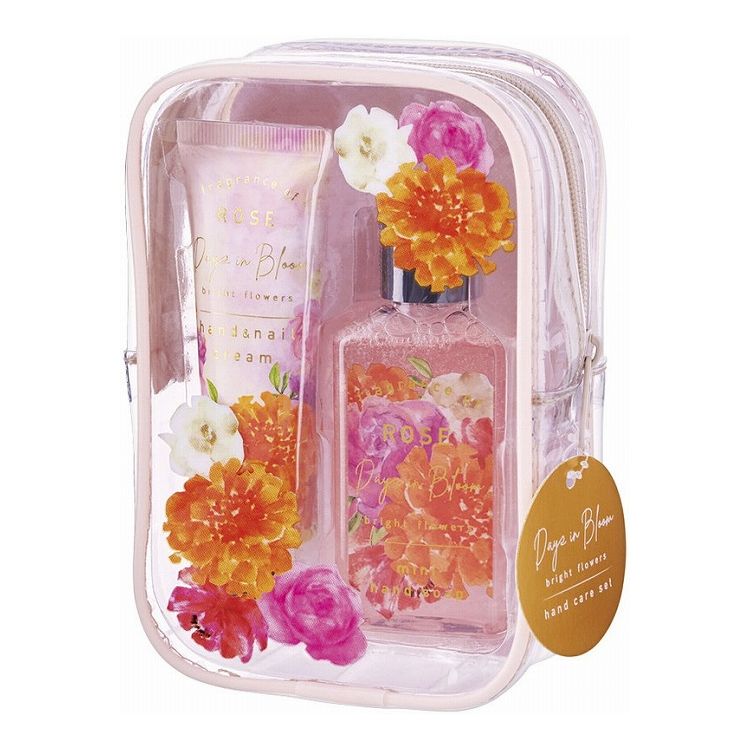デイズインブルーム ポーチインハンドケアセット 12236001【商品説明】華やかな香りでハンドケア クリア素材と大きな花柄がかわいいポーチに、華やかなローズ香るハンドケアアイテムが入ったセット。伸び良くしっとりうるおうハンド&ネイルクリー...
