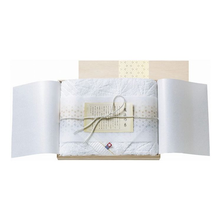 今治極選魔法の糸 フェイスタオル（国産木箱入） MOK-020【商品説明】ワンランク上の白いタオルの贈り物。今治認定番号：第2013-163号 綿100％ 原産国日本 【代引きについて】こちらの商品は、代引きでの出荷は受け付けておりません。...