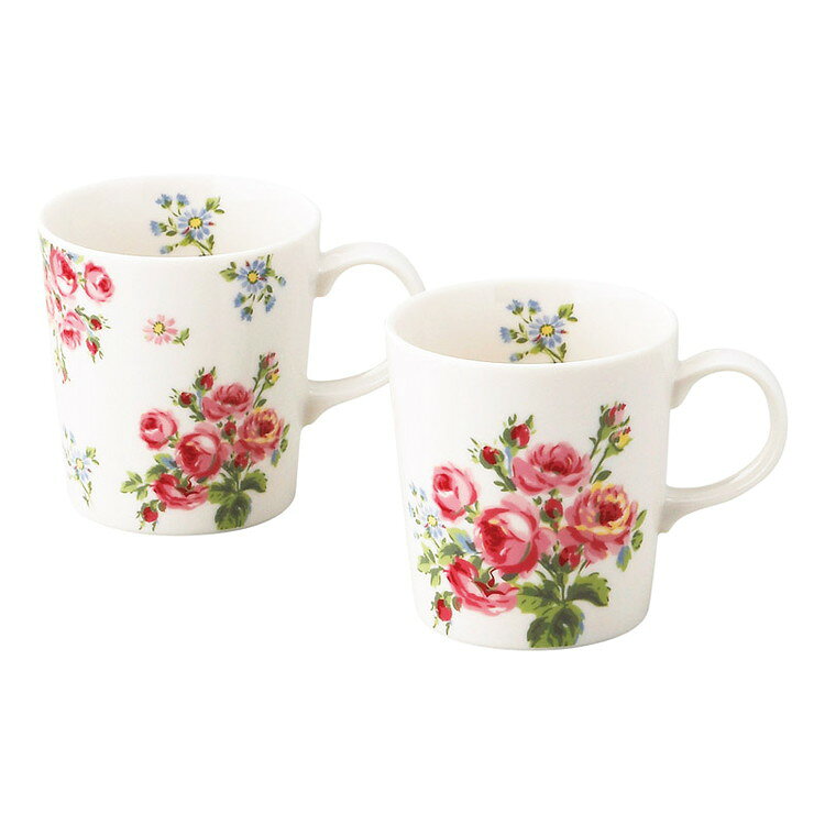 鮮やかな華柄のマグセット。磁器径8.5×9cm（300ml）【代引きについて】こちらの商品は、代引きでの出荷は受け付けておりません。【送料について】北海道、沖縄、離島は送料を頂きます。