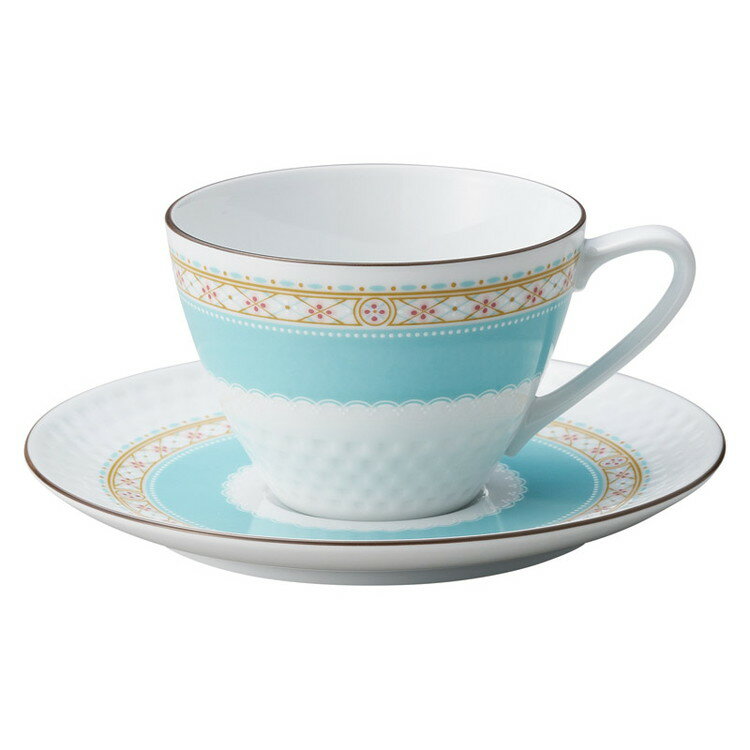 清涼なターコイズブルーに繊細な白盛が愛らしく、小花を纏う菱文様がほんのりと和を感じさせます。カップ（径8.9×6.4cm・210ml）・ソーサー（径14.9×1.9cm）×各1磁器電子レンジOK 【代引きについて】こちらの商品は、代引きでの...