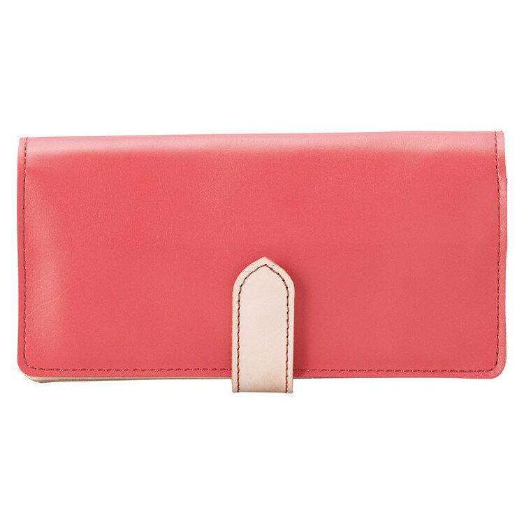 ポップなカラー革に落ち着いたヌメ革のコンビネーションで上品な仕上がりの長財布です。ベロ留め2段階ホック開閉式。札入×2室、ファスナー式小銭入×1室、カード入×8室、ポケット×4室。牛革、内:牛革（ヌメ革）10×19.5×2.5cm※天然皮革...