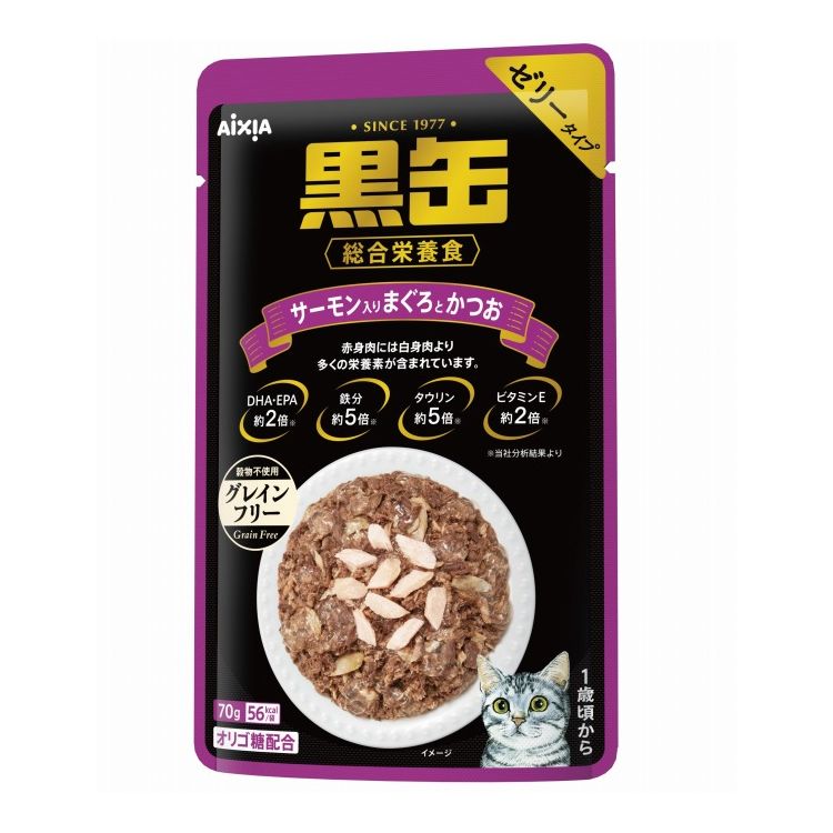 【商品説明】・DHA、EPA、鉄分、タウリン、ビタミンEを含むまぐろとかつおの赤身肉ベースの総合栄養食です。・穀物が苦手な猫にも適したグレインフリー設計。・善玉菌を増やし腸内の健康をサポートするオリゴ糖を配合。・ゼリータイプ○原材料魚介類(...