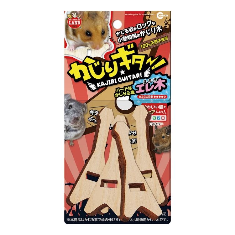【商品説明】手に持ってかじる様子がギターを弾くように見えて可愛い、小動物専用のかじり木です。〇材質/素材天然木〇商品使用時サイズ30×5×70mm〇メーカー名株式会社マルカン【取り寄せ品のご注意事項（ご注文前にご確認ください）】・本商品は原...