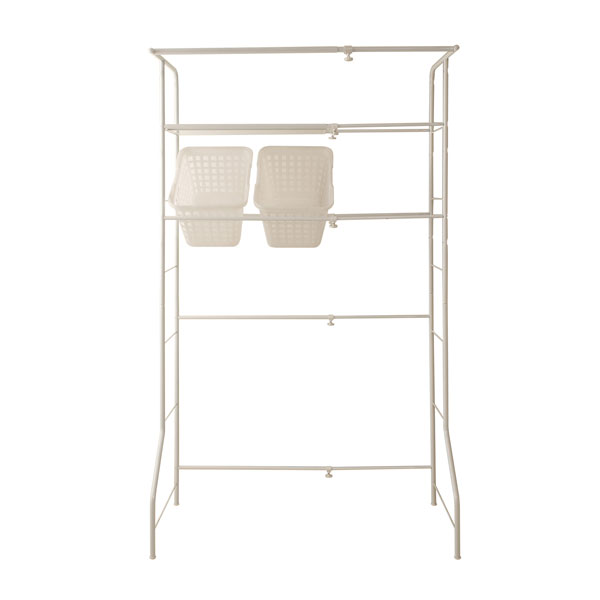 ■商品について棚板と脱衣カゴが付いて仕分けに便利。一時干しに便利なハンガーバーやサイドにはタオル等もかけることが出来るラダー式になって機能も充実。一時干しなどに便利なハンガーバーが付いて便利。脚部にはアジャスターが付いて、防水パンをまたいだ...