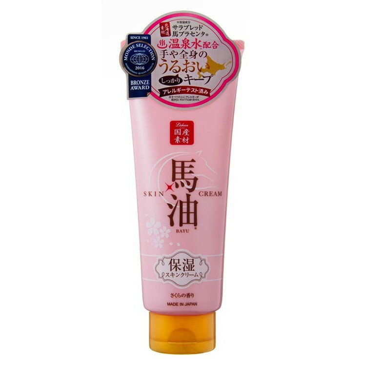 【商品説明文】人の皮脂に極めて近く、万能油として知られている馬油。スーッと馴染んで洗い上がりも素早く浸透し、ベタつきません。さくらの香りで手や全身にたっぷり使用できる200g入り大容量の保湿スキンクリームです。商品区分:化粧品全成分:水、ス...