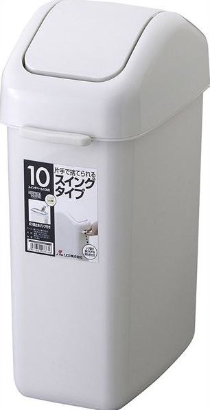 スイング式なので、片手でゴミが捨てられます。本体両側には、レジ袋が引っ掛けられる持ち手付き。本体容器の内側にはポリ袋止めが付いています。ズレ落ちる心配がなく、衛生的に使用できます。適合ゴミ袋:レジ袋容量:10.8Lサイズ（約）:幅175×奥...