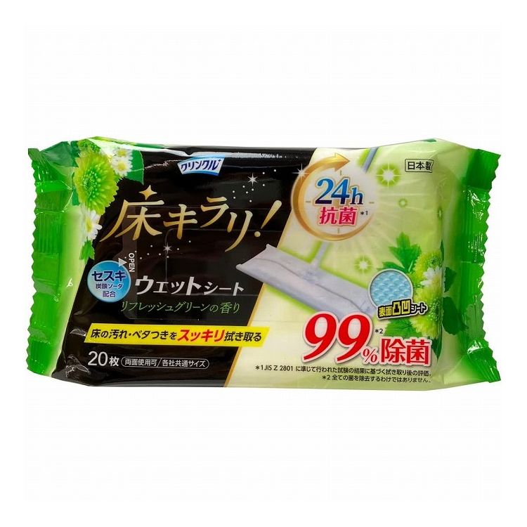 セスキ炭酸ソーダ配合（たんぱく質汚れ・皮脂汚れを落とす効果に優れたアルカリ性）とエンボス加工で、床の汚れ・ベタつきをスッキリ拭き取ります。汚れをスッキリ拭き取る表面凸凹シートを使用。99％除菌で使用後はサッパリ衛生的。アルコール過敏症の人や...