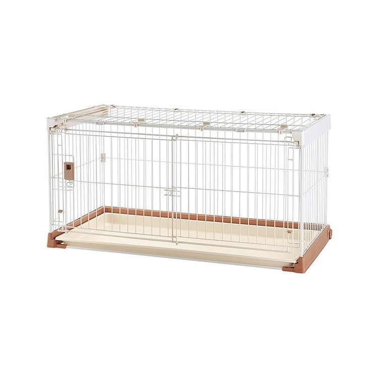 スイングアップでフルオープン超小型犬、小型犬用、ベッドとトイレが入る幅120cmのペット用ケージです。お手入れラクラクトレーがそのまま引き出せるので、隅々までお掃除ができて衛生的。フチ高トレー約5cmの高さのあるトレーが、汚れの飛び散りを抑...