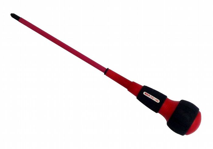 【商品詳細】電設用のドライバーです。サイズ：＋2×150mm全長：約235mm重量：約64gグリップ径：約35mm軸長：150mm注意：ネジのサイズに合ったドライバーをご使用ください。ハンマーで叩いて衝撃を与えないでください。ドライバーはバ...