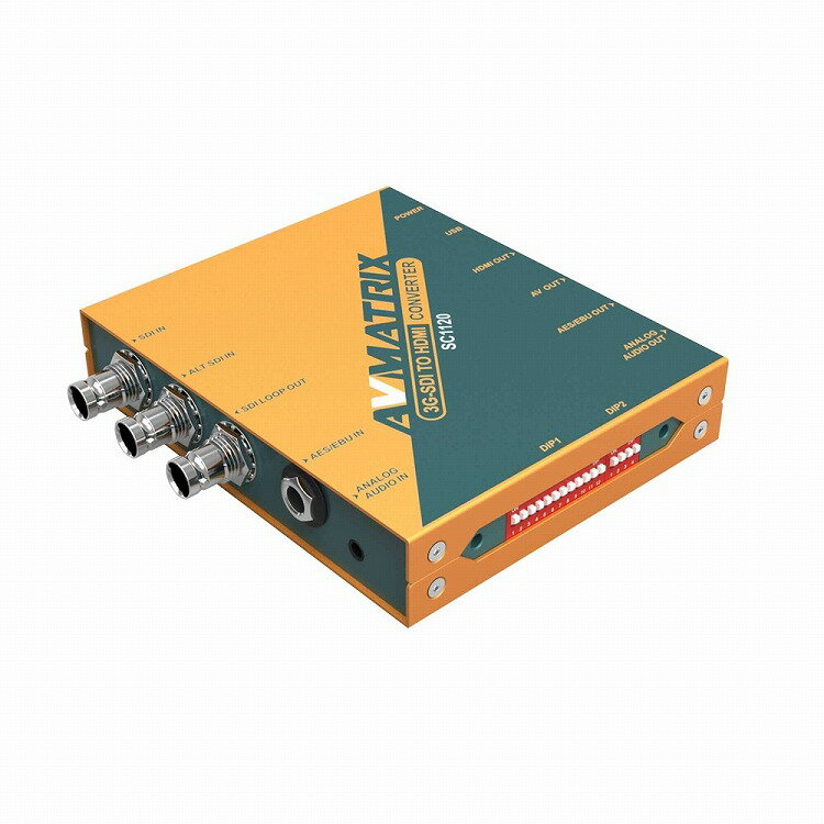 AVMATRIX SC1120 3G-SDI to HDMI/ビデオ スケーリングコンバーター商品説明■入力：3G-SDIx1、ALT 3G-SDIx1、AES/EBUx1、アナログ音声x1■出力：SDI LOOPx1、HDMIx1、ビデオ...