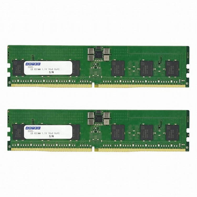DDR5-5600 RDIMM 32GBx2マイ 2Rx8 80bit商品説明DDR5-5600(PC5-5600)RDIMM 288pin/JEDEC規格準拠/DDR5-5600を搭載、入出力ピンあたり44.8GB/sの高速メモリモジュー...