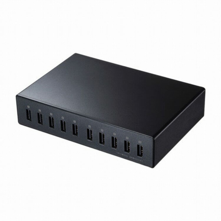 タブレット、スマートフォンなどのモバイル機器を最大10台まとめて充電できる10ポートUSB充電器。商品仕様製品タイプ：充電器仕様：■定格入力:AC100V 50/60Hz■定格出力:DC5V/20A(10ポート合計最大)、DC5V/2A(1...