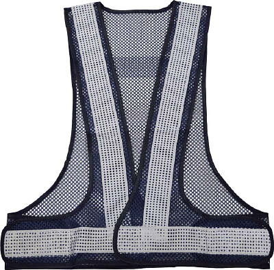 【商品詳細】●マジック式のテープにて肩・胴回りのサイズ調整が可能です。●反射材にも穴加工を施しており、通気性が良く軽量です。●工事・建築現場。●交通整理。●色:紺/シルバー反射●着丈(cm):60●胴まわり寸法(cm)：90〜130●反射材...