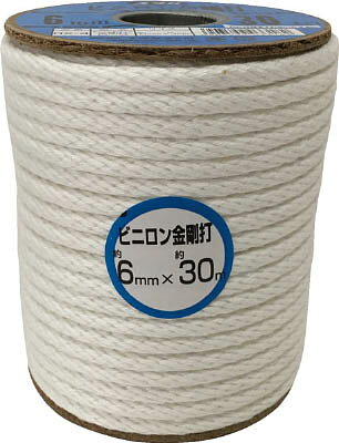 【商品詳細】●強度は3つ打に比べ40％程度低下しますが、摩擦抵抗が少なく、ねじれにくいロープです。●手触りがよく扱い易い、耐候性、耐久性に優れた強度の強いロープです。●各種結束、テント・タープ用。●色:白●線径(mm):6●長さ(m):30...
