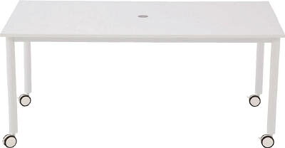 【商品詳細】●大型キャスター付で移動もスムーズです。●天板中央にはPC使用時などに便利な配線用の穴があります。●耐荷重は約20Kgで、移動時以外はキャスターのストッパーをロックしてご使用ください。●間口(mm):1600●奥行(mm):80...