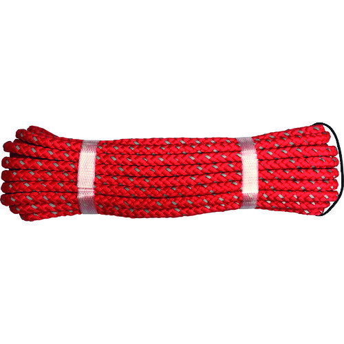 【商品詳細】●ライトの明かりでロープが光ります●夜間の安全表示やアウトドアに●色：レッド●線径(mm)：8●長さ(m)：10●包装形態：シュリンクパック●ロープの打ち方：8W打●引張強度(kN)：3.48材質/仕上●ポリプロピレン(PP)●...