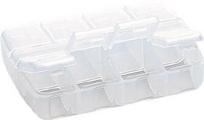 【商品詳細】●個別フタ付シングルスペースで小物収納に最適です。●ポケットに納まりやすいフラットタイプです。●取り出しやすい底アール付です。●文具用品、小物、薬など収納可能。●コマ数:8●色:クリア●外寸(mm)間口×奥行×高さ:90×67×...