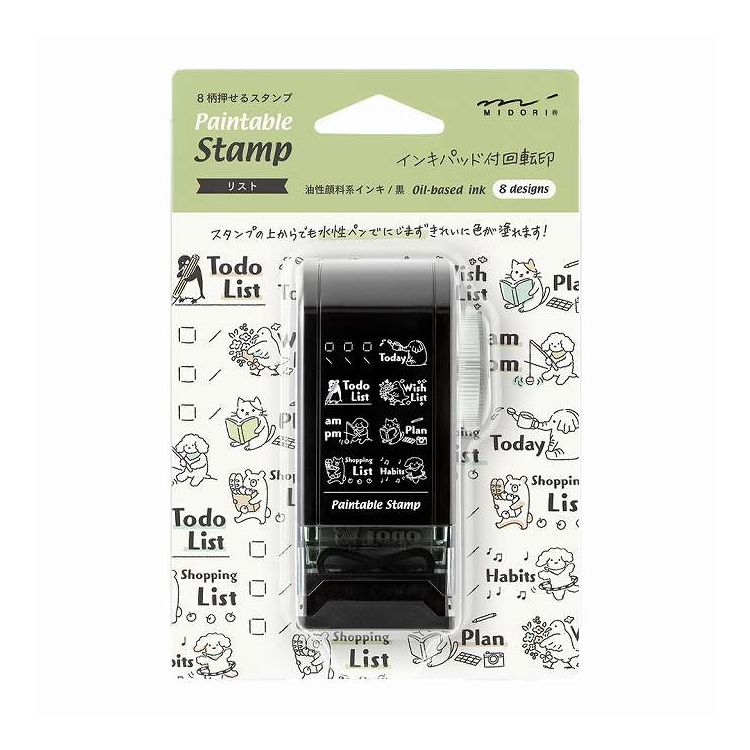 【商品詳細】ノートやダイアリーの記録を楽しむためのスタンプです。インキパッド付きなのでスタンプ台は不要。これ1台で8つの繊細な柄をきれいにスタンプすることができます。柄の切り替えは、手が汚れる心配がないダイヤル式。インキは油性顔料なので、押...