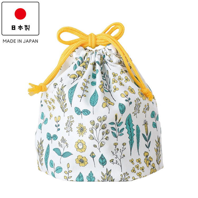 【商品説明】少し大人な花柄の「Hill&Fields（ヒル＆フィールズ）」シリーズのミニランチ巾着です。植物モチーフの線画風のイラストと甘くないカラーリングが魅力で、ランチタイムに華やかにしてくれます。同シリーズのおにぎりケースがぴったり入...