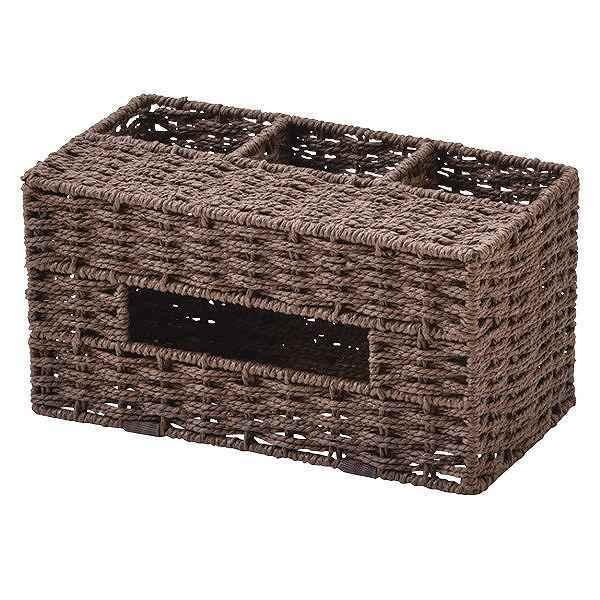 【商品説明】縄状の紙を編み上げたペーパー素材の収納付きティッシュケースです。心地よい柔らかな手触りでナチュラルな空間を演出します。シーンに合わせた小物を収納できる嬉しい3つの収納スペース付きです。軽くてシンプルなので、普段使いにぴったりです...