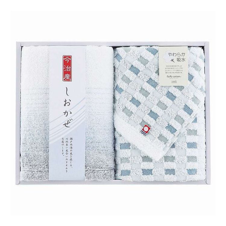 【商品詳細】その名の通り、瀬戸内を吹き抜けるしおかぜのような、涼やかなデザインの今治タオルギフトです。内容:フェイスタオル（約340×750mm）×2原産国:日本【代引きについて】こちらの商品は、代引きでの出荷は受け付けておりません。【送料...