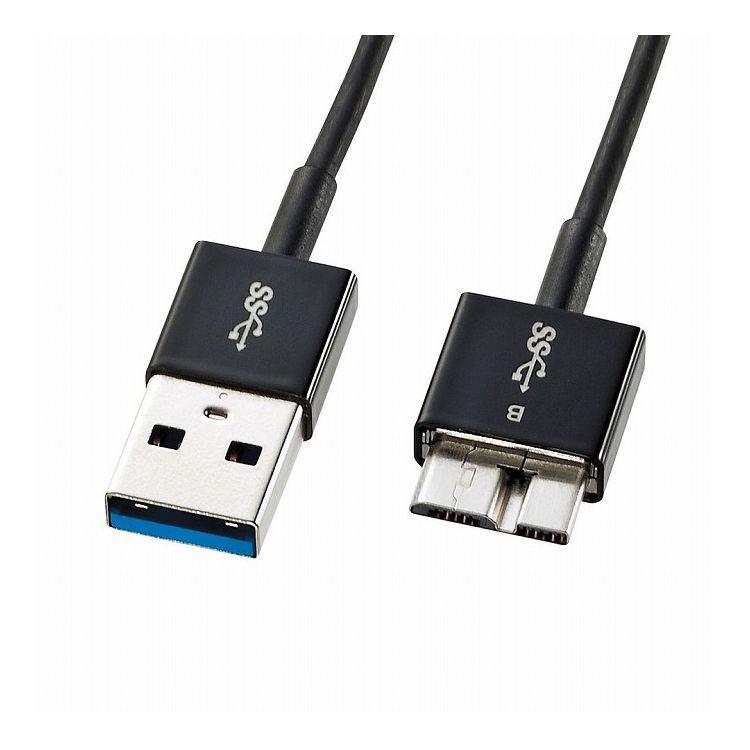 【商品特長】マイクロUSB3.0ケーブル。超ごく細（USB3.0micro）。ブラック・0.5m。●USBポート（Aタイプ）を持つパソコンと、ハードディスクなどUSB機器（USB3.0 Bタイプメス端子を持つ機種）を接続するケーブルです。●...