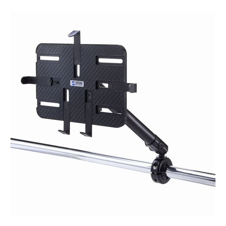 【商品特長】カートや台車などの円柱状の取っ手に設置できる、タブレットホルダー。●7〜11インチのタブレットを固定できるタブレットホルダーです。●カートの持ち手など、円柱形のものに取り付けできます。●3種類のスペーサーが付属しており、直径21...