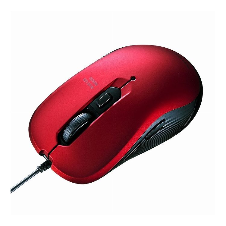 【商品特長】多機能ながらシンプルデザインの5ボタン有線ブルーLEDマウス。レッド。●対称形で使いやすい、シンプルな有線マウスです。●マウスポインタを動かさず、手元のサイドボタンで操作できる「戻る・進む」の2ボタンを搭載しており、Webブラウ...