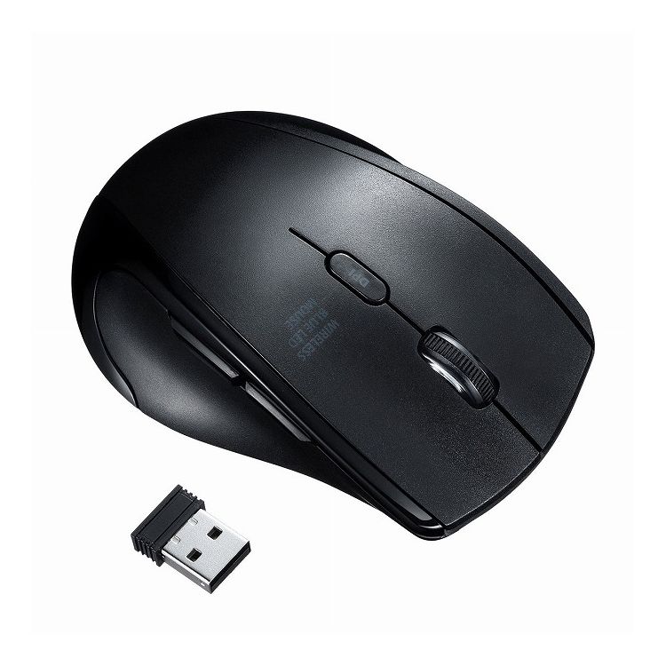 【商品特長】「戻る・進むボタン」が右側面についた、左手用静音ワイヤレスブルーLEDマウス。ブラック。●マウスの右側面にサイドボタンを搭載した、左利き専用のワイヤレスマウスです。●左右クリック、サイドボタンに静音スイッチを採用しています。●電...