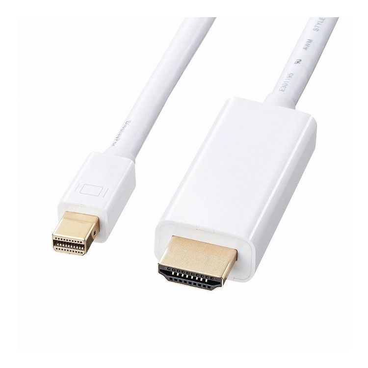 【商品特長】MiniDisplayPortをHDMIに変換するケーブル。ホワイト。2m。●ミニDisplayPortを搭載したパソコン本体と、HDMIインターフェースを持つディスプレイ・テレビとを接続するときに使用する変換ケーブルです。●ミ...