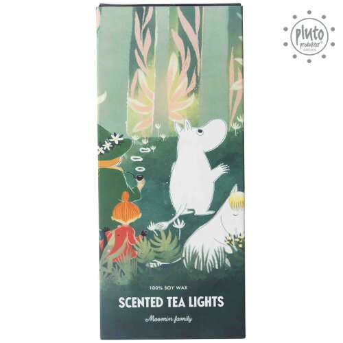 ムーミンのティーライトキャンドル10個入りデザインボックスです。 森の香りでオールシーズン楽しめる癒しアイテムです！ プレゼントにも最適です！ 【メーカー】PLUTO PRODUKTER 【重量】200g：燃焼時間40時間 【素材】ソイワッ...
