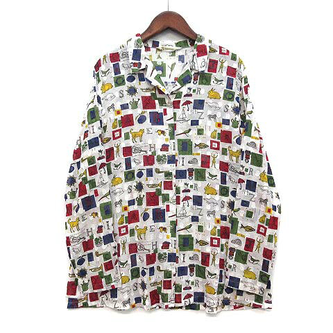 【中古】キュブリエ CUVRIE ヴィンテージ 総柄 オープンカラー シアー シャツ 長袖 ホワイト 白 42 レディース 【ベクトル 古着】 260708表記サイズ42実寸サイズ肩幅：40cm　身幅：50cm　着丈：66cm　袖丈：56c...