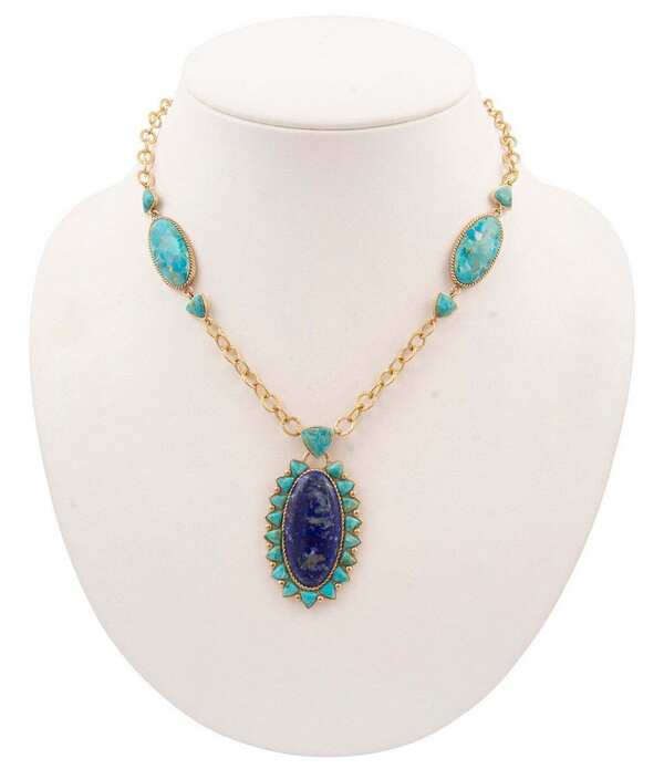 ■ブランド Barse (バース)■商品名 Oasis Royale Golden Genuine Turquoise And Lapis Short Pendant Necklace■商品は海外よりお取り寄せの商品となりますので、お届けま...