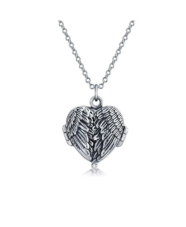 ■ブランド Bling Jewelry (ブリング)■商品名 Dome Large Guardian Angel Wing Feathered Heart Shaped Photo Locket Holds Photos Pictures ...