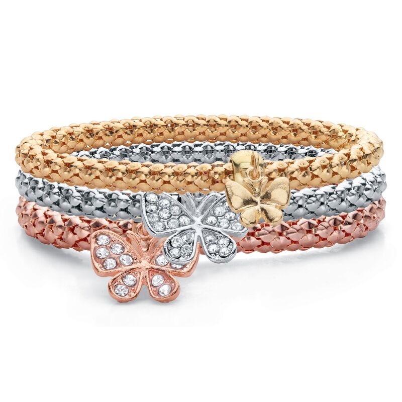 ■ブランド PalmBeach Jewelry (パームビーチジュエリー)■商品名 PalmBeach Jewelry Crystal Butterfly Rose Tone Goldtone and Silvertone Stretch ...