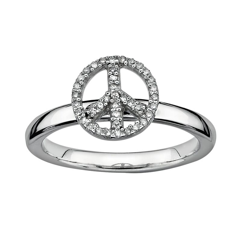 ■ブランド UNBRANDED (アンブランデッド)■商品名 Stacks & Stones Sterling Silver 1/8-ct. T.W. Diamond Peace Sign Stack Ring■商品は海外よりお取り寄せの商...