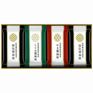 ●セット内容／味付海苔(秘伝醤油味)(8切4枚)6袋・味付海苔(しじみ醤油味)(8切4枚)・味付海苔(かき醤油味)(8切4枚)各3袋●箱サイズ／33.7×5×16.2cm●原産国／日本製●賞味期間／製造日より常温約540日●アレルゲン／小麦...