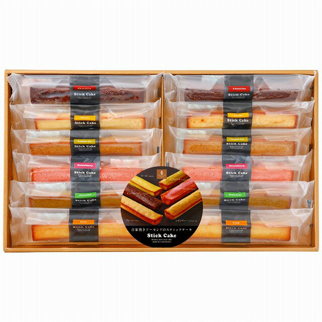●セット内容／スティックケーキ(プレーン・チョコ・チーズ・レモンティー・ストロベリー・ピスタチオ各2個)・賞味期間/製造日より常温約150日・［日本製］・【卵・乳成分・小麦・大豆・アーモンド】●箱サイズ／43×25×4.5cm・80サイズ・...