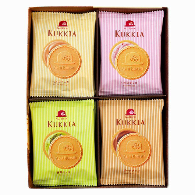 ●セット内容／クッキア（ミルクチョコ・ダークチョコ・いちごチョコ・抹茶チョコ）×各5●箱サイズ／22.1×17.5×5.8cm●賞味期間／常温9ヶ月●アレルゲン／卵・乳・小麦クッキーとゴーフレットでチョコをサンド。3つのおいしさを重ねました。