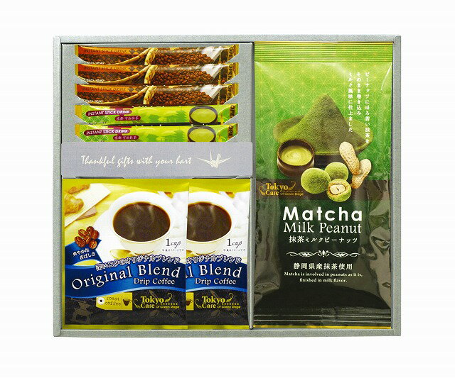 ●材質／●セット内容／Tokyo Caf?（抹茶ミルクピーナッツ60g・マイルドブレンドコーヒー8g×3・抹茶オーレ9g×2・ドリップコーヒー8g×2） 【乳成分・落花生】●箱サイズ／箱250×285×25mm●賞味期間／365日間●原産国...