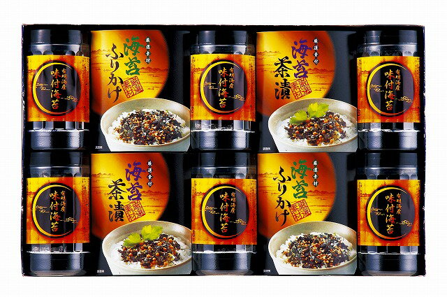 ●セット内容／味付海苔（8切32枚）×6・海苔ふりかけ（5g×4袋）×2・海苔茶漬（5.2g×4袋）×2 【卵・乳成分・小麦・えび・かに】●箱サイズ／箱285×458×78mm●賞味期間／420日間●原産国／JPN心伝わるこだわりの味わい